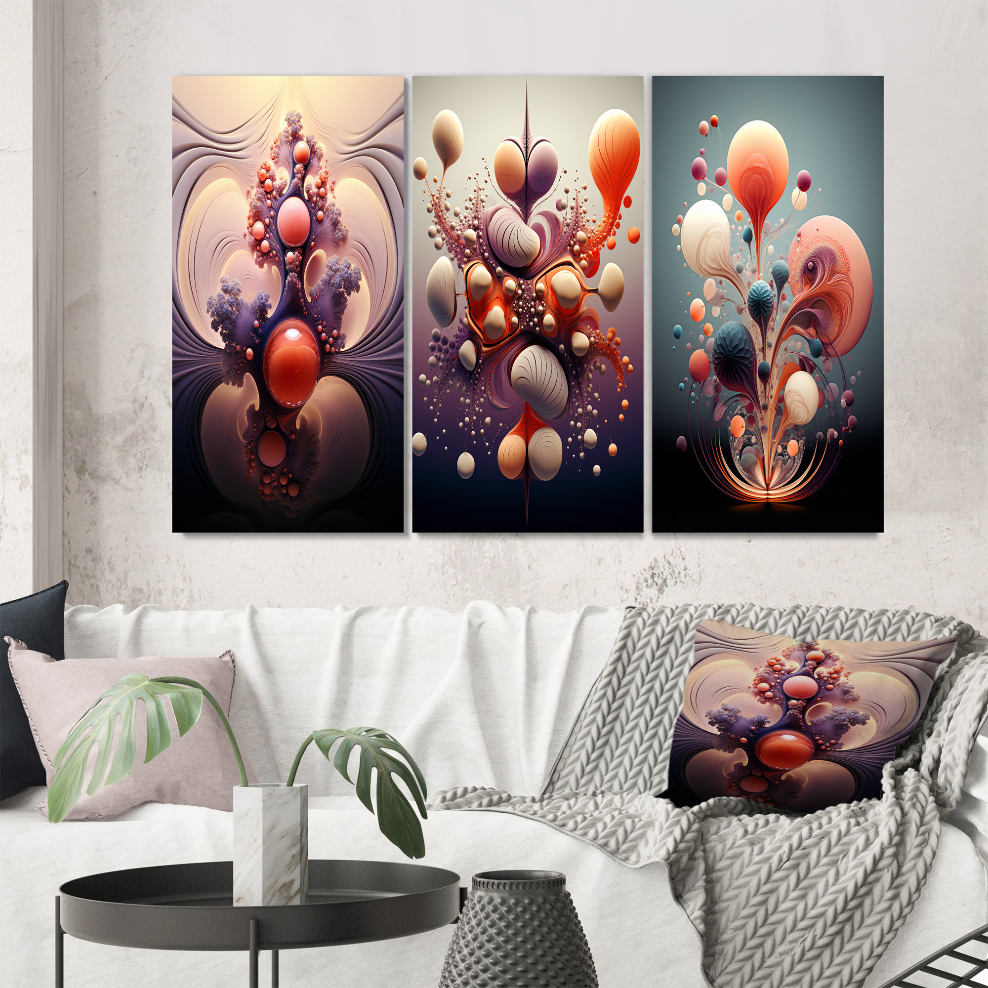 Red Barrel Studio Metamorphosis Abstract Geometric Multiverse - Abstract Shapes Art Set Of 3 ...